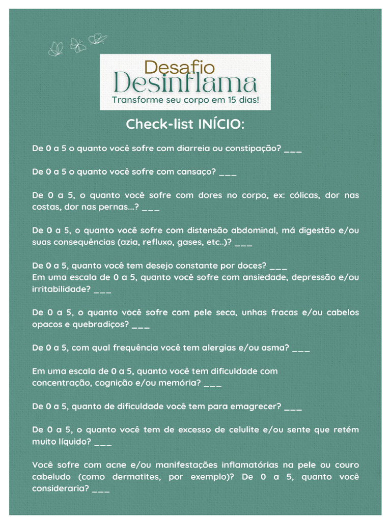 Check List Desafio Desinflame | PDF