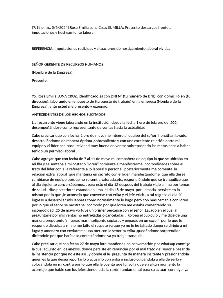 Rosa Emilia | PDF | Acoso | Abuso psicológico