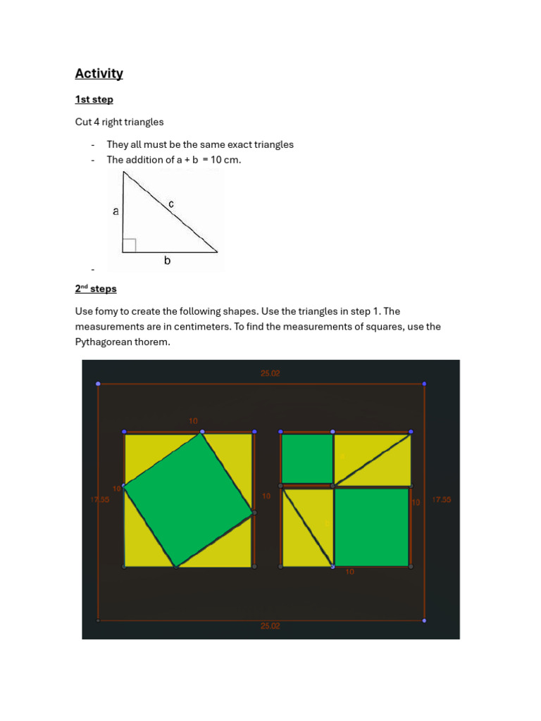Activity Pythagorean Theorem | PDF