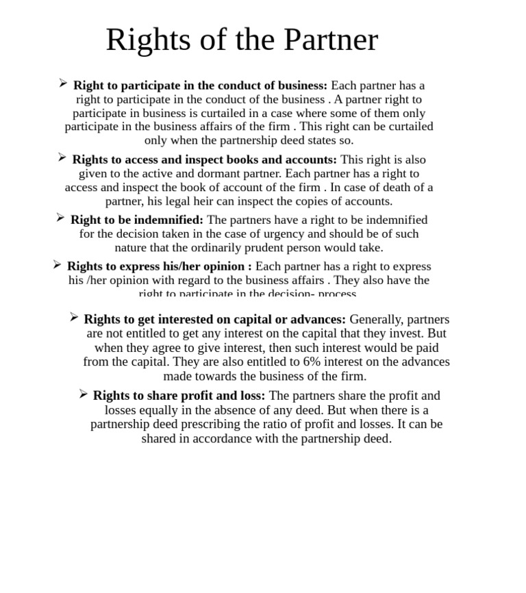 Rights of The Partner | PDF