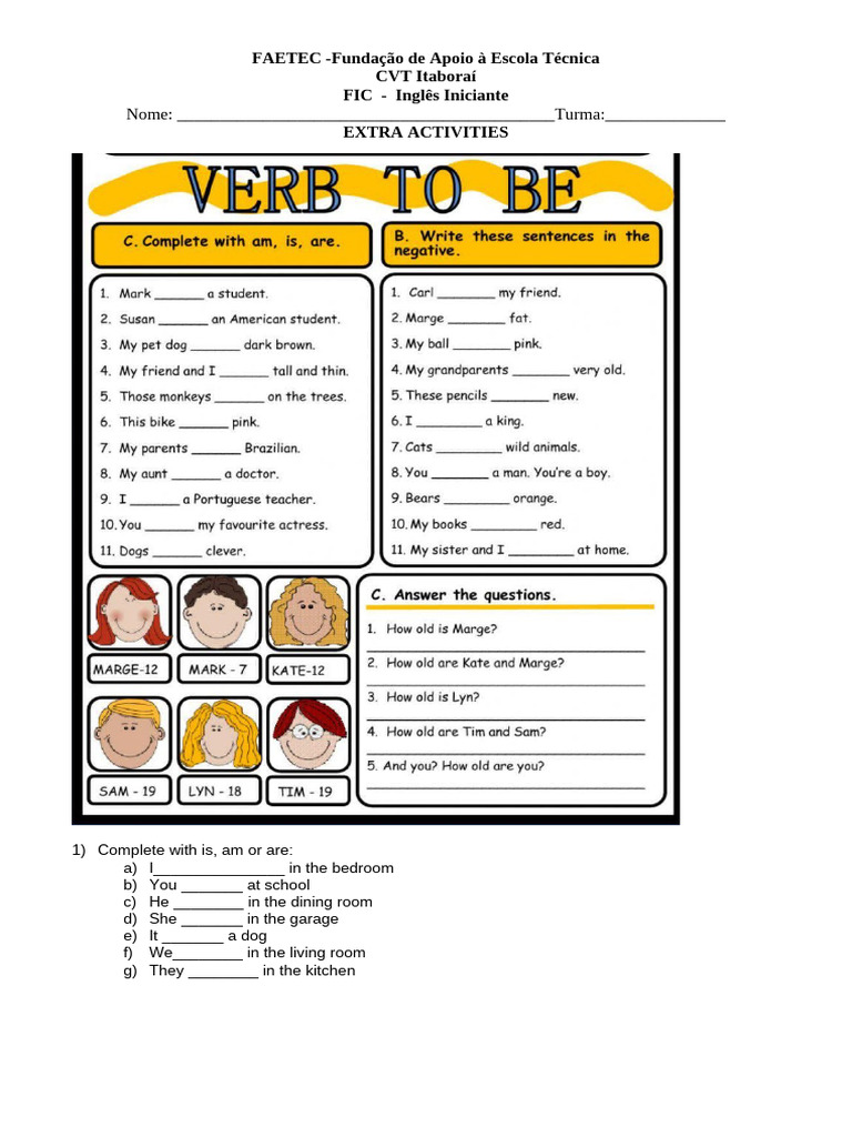 Beginner English Exercises for CVT Itaboraí | PDF | Linguistic Typology ...
