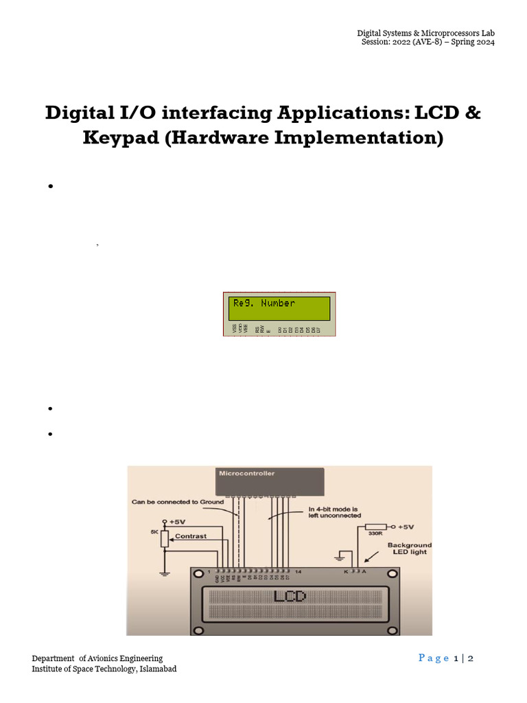 Lab 4 - LCD and Keypad Interfacing On Hardware | PDF | Microcontroller ...