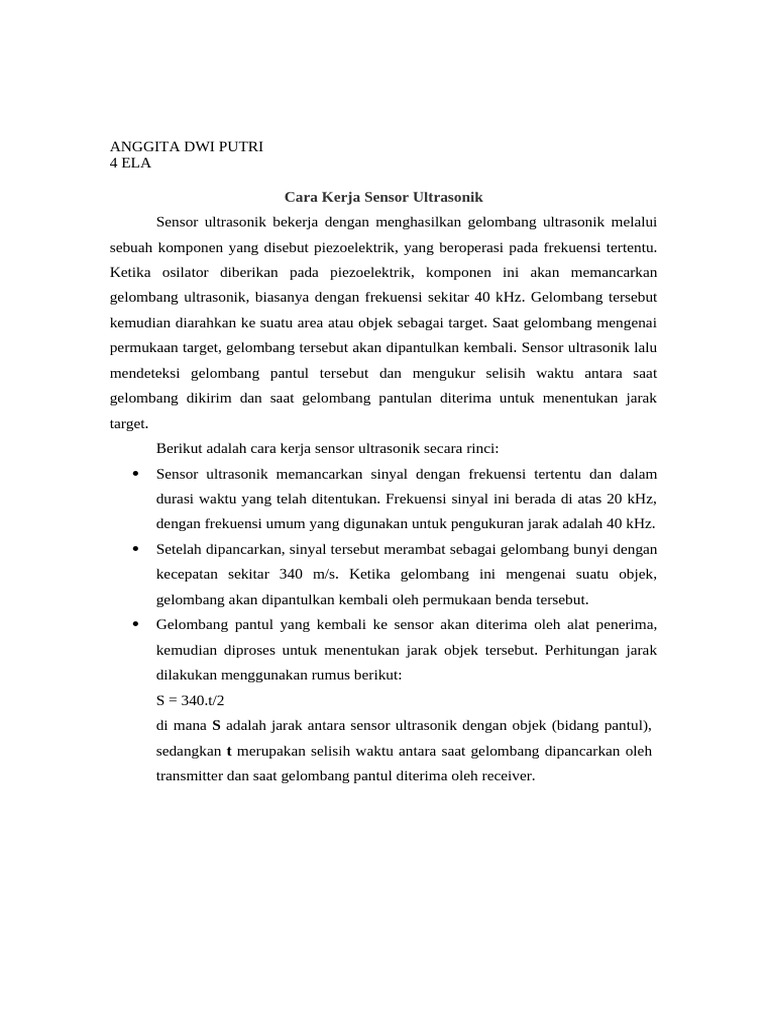 Cara Kerja Sensor Ultrasonik HC-SR04 | PDF