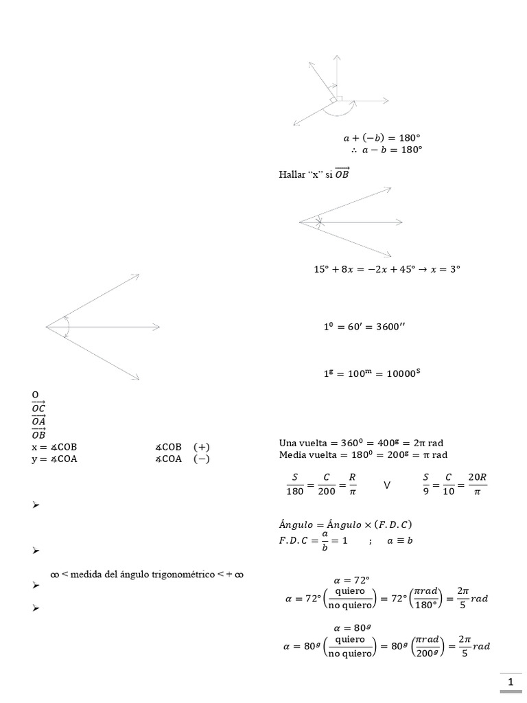 1) Sistema de Medición Angular - Práctica | PDF | Ángulo | Geometría