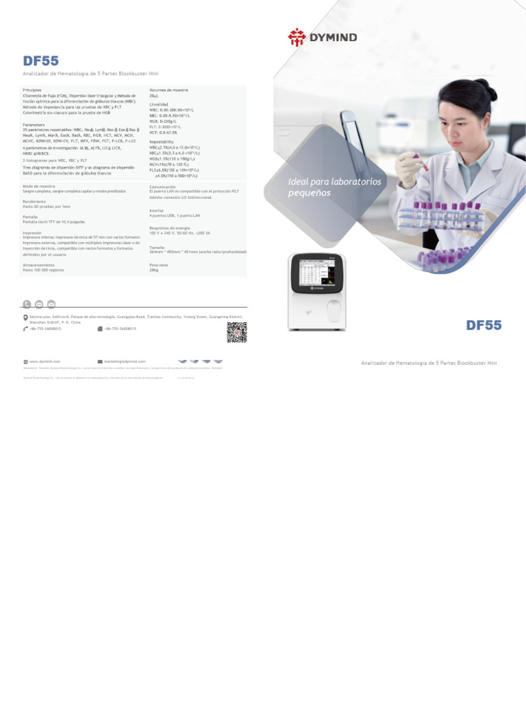 FICHA TECNICA EQ. HEMATOLOGIA SP-DF55 | PDF | Hematología | Impresora ...