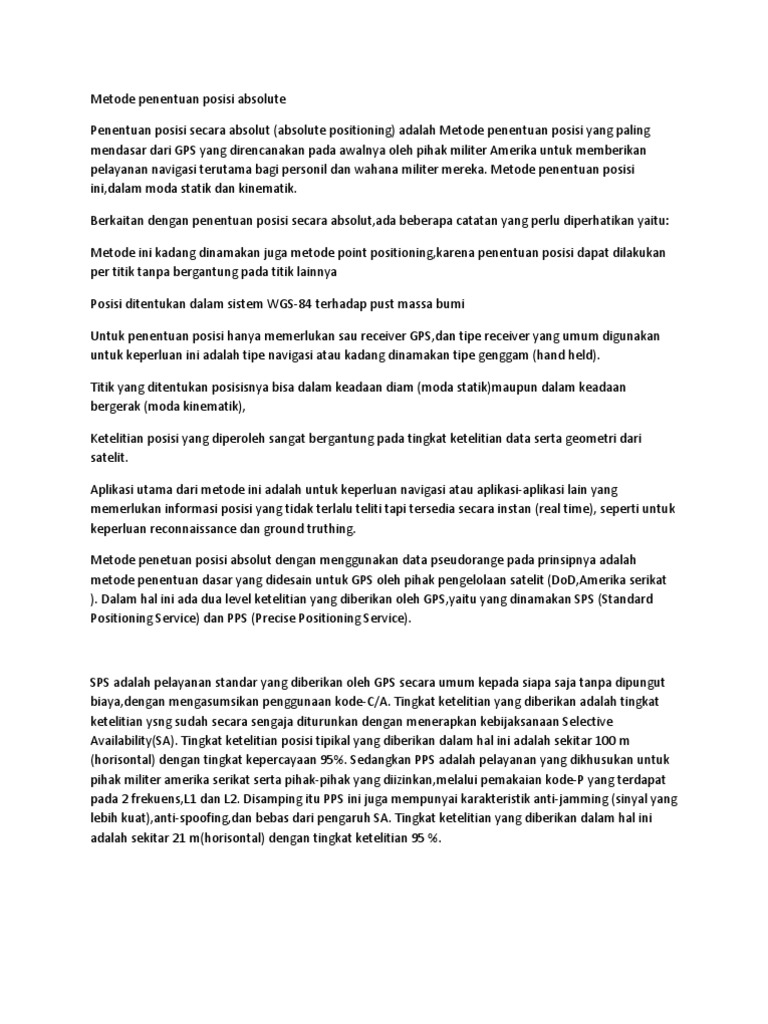 Metode Penentuan Posisi Absolute | PDF | Sains & Matematika | Komputer