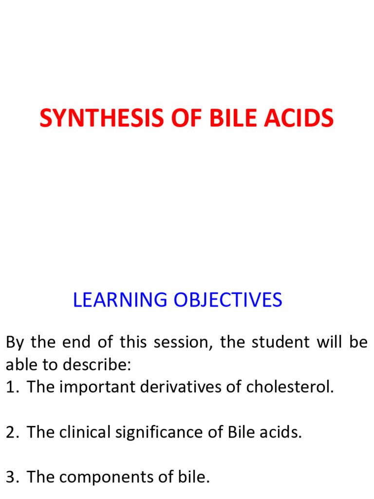 Bile Acid Synthesis and Function | PDF | Bile | Cholesterol