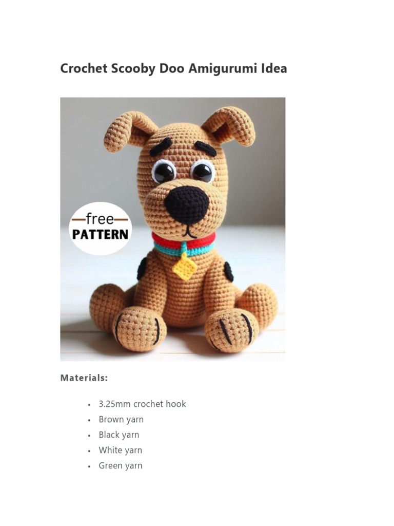 Free Amigurumi Scooby Doo PDF | PDF | Crochet | Yarn