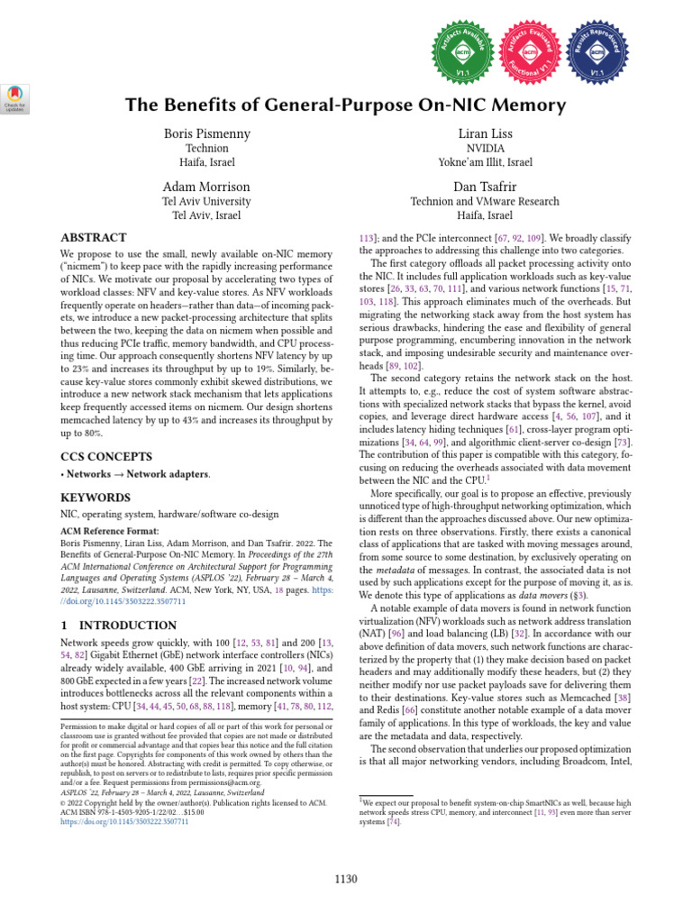 The Benefits of General-Purpose On-NIC Memory | PDF | Network Interface ...