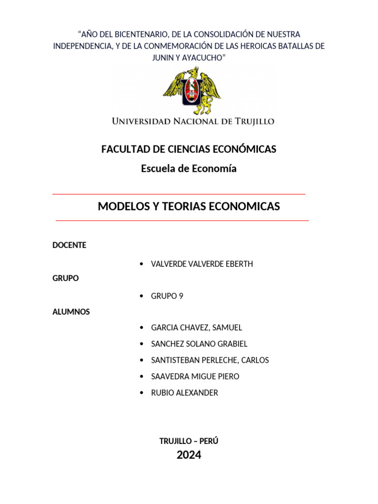 INFORME 2 - MODELOS Y TEORIAS ECONOMICAS- FUNDAMENTOS DE ECONOMIA | PDF | Mercado (economía ...