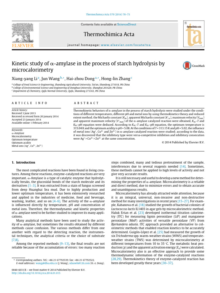 Kinetic Study of α-Amylase Hydrolysis | PDF | Enzyme Inhibitor ...