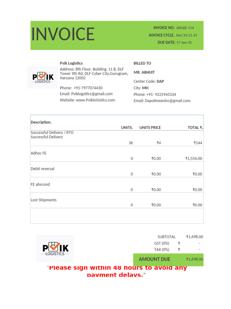 DAP Invoice | PDF