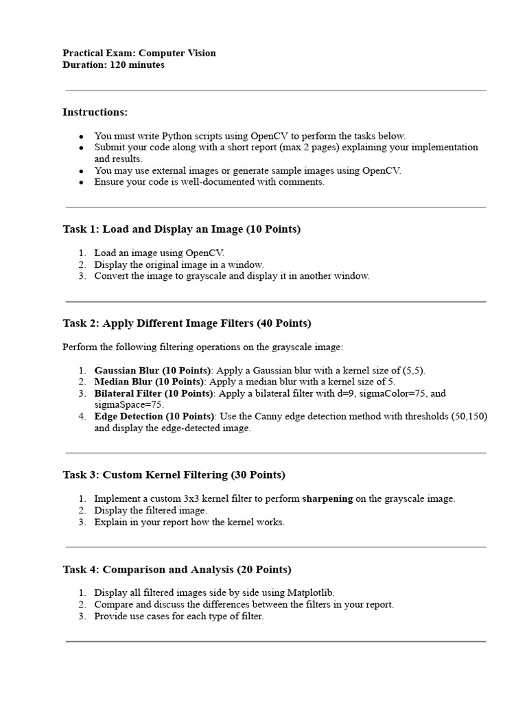 Computer Vision Practical Exam Guide | PDF
