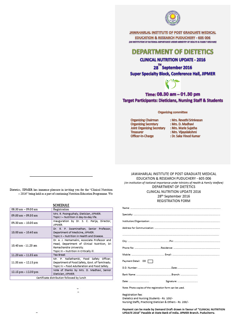 Updated Registration for Clinical Nutrition 2016 | PDF | Dietitian ...