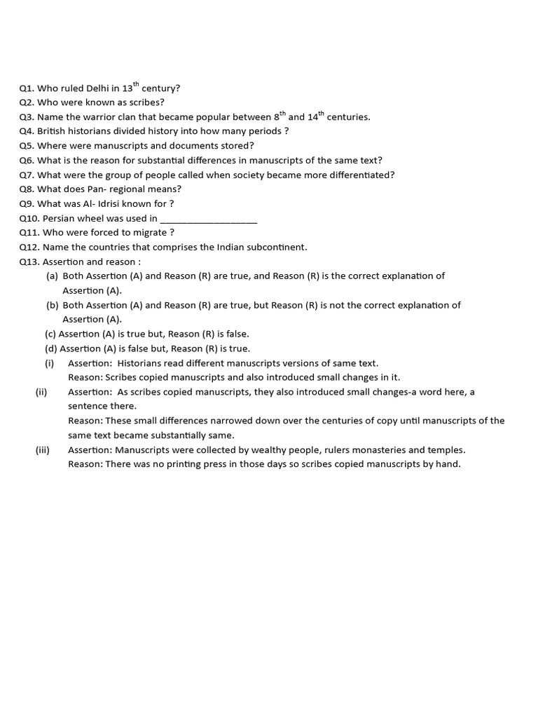 Class 7 History Chapter 1 Assignment | PDF