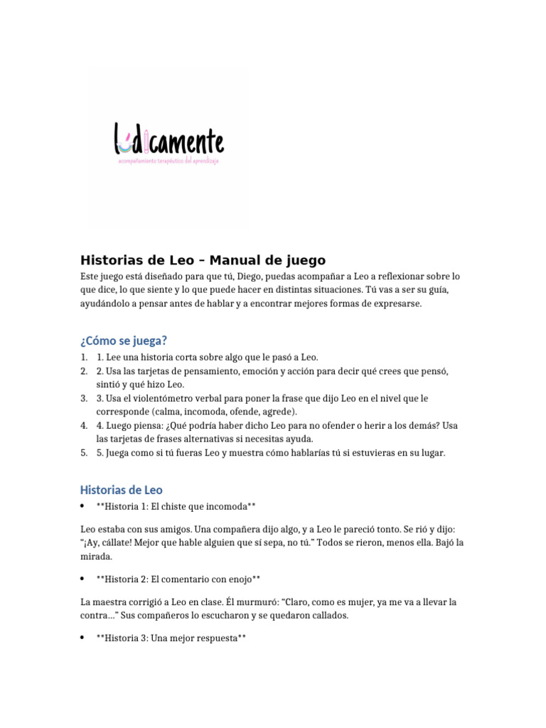 Guía de Juego: Historias de Leo | PDF
