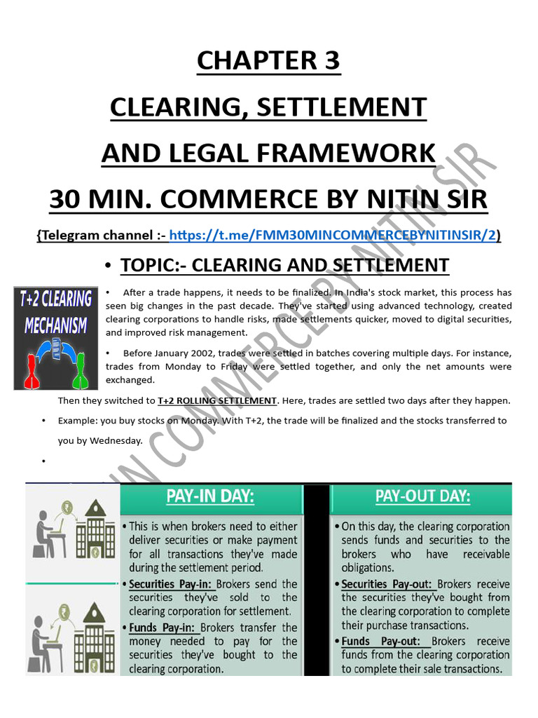 Chapter 3 Clearing, Settlement and Legal Framework | PDF | Finance & Money Management ...