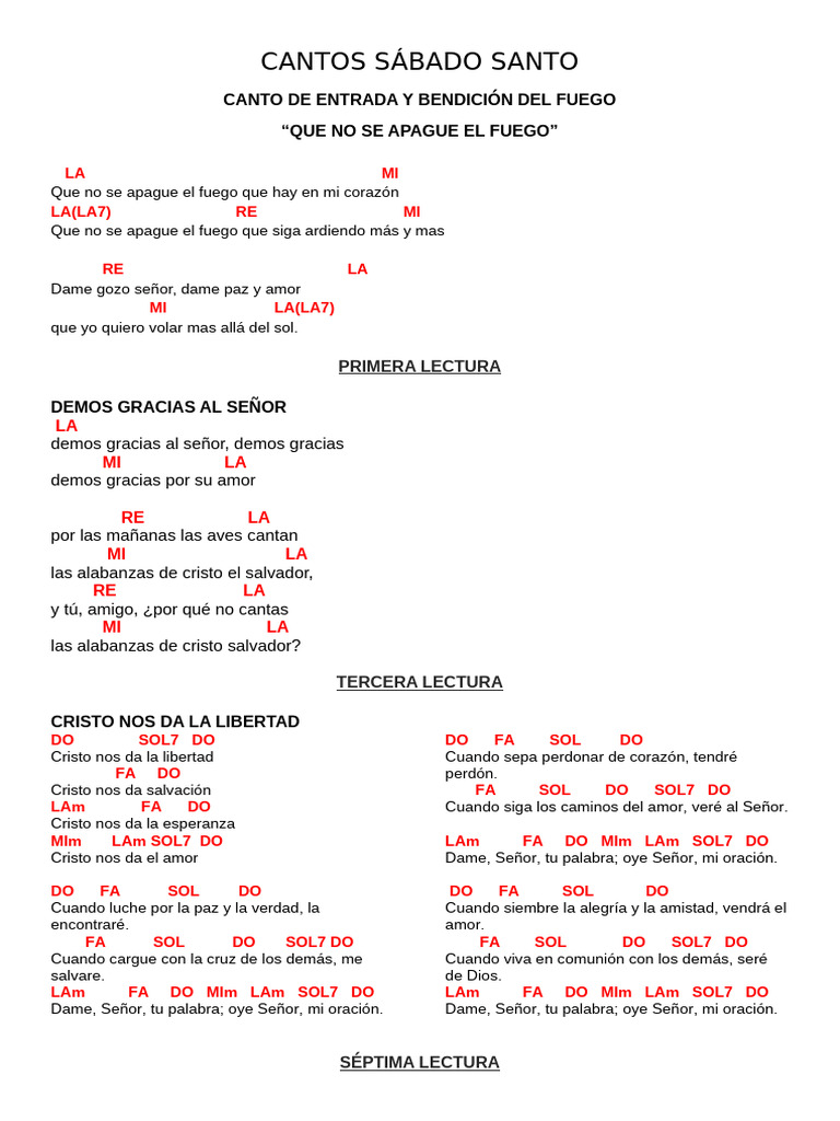 Cantos Y Lecturas Del Sábado Santo Pdf Oración Cristo Título