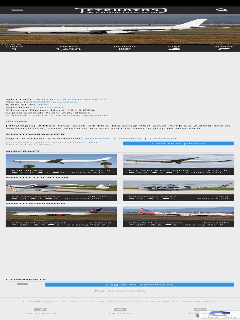 N337QT Airbus A330-343P2F Untitled Charbel Sandoval JetPhotos | PDF