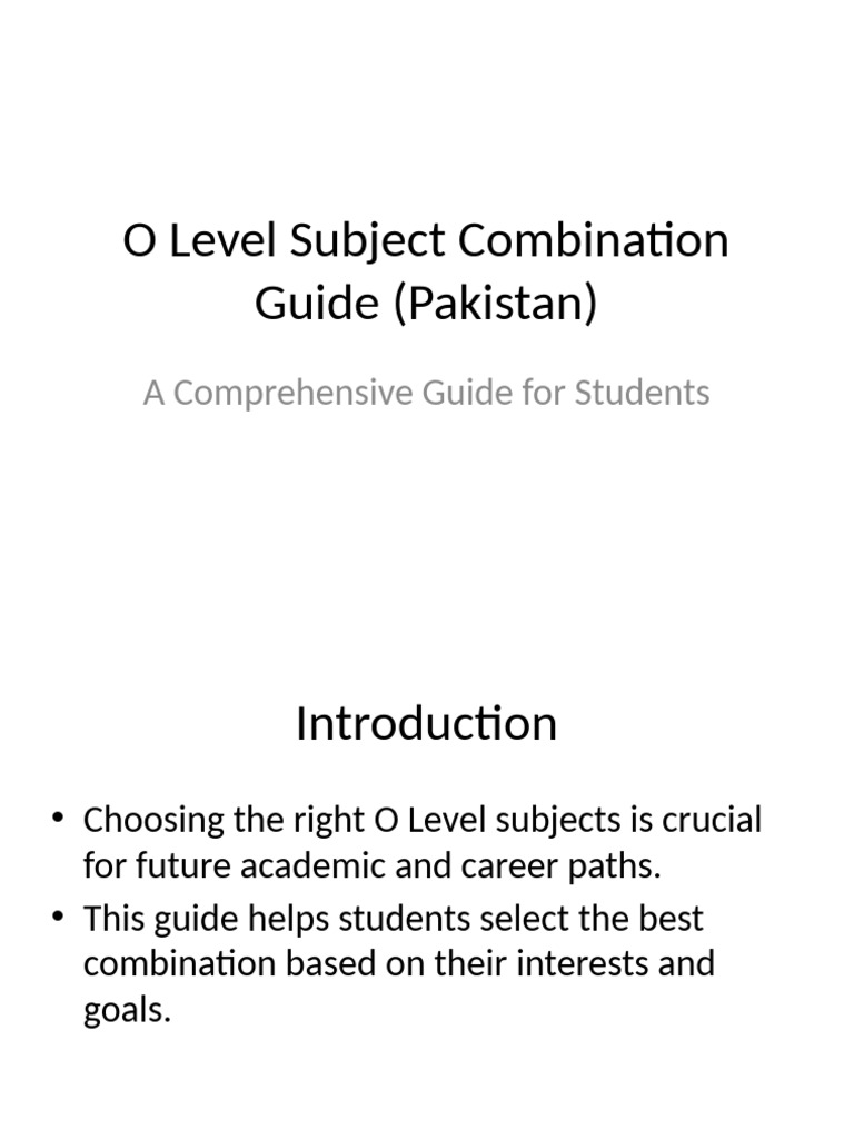 O Level Subject Selection Guide Pakistan | PDF | Science | Social Sciences