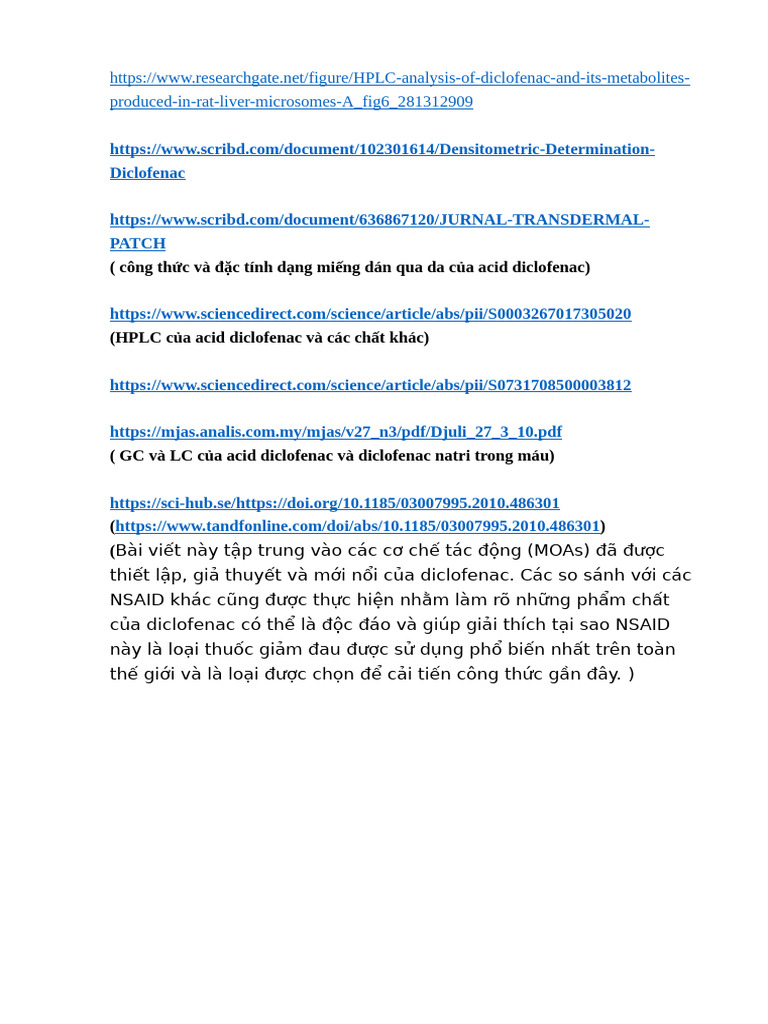 Đặc Tính Và Đặc Điểm Miếng Dán Acid Diclofenac | PDF