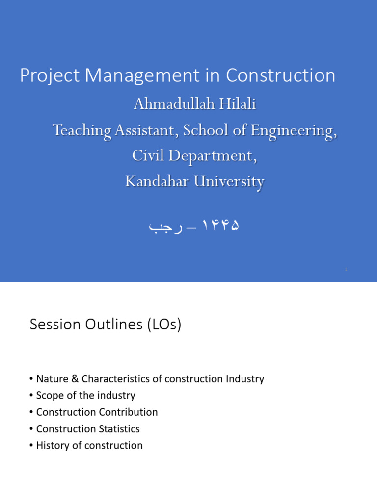 Lec.1. Intro To Project Management in Construction | PDF | Engineering ...