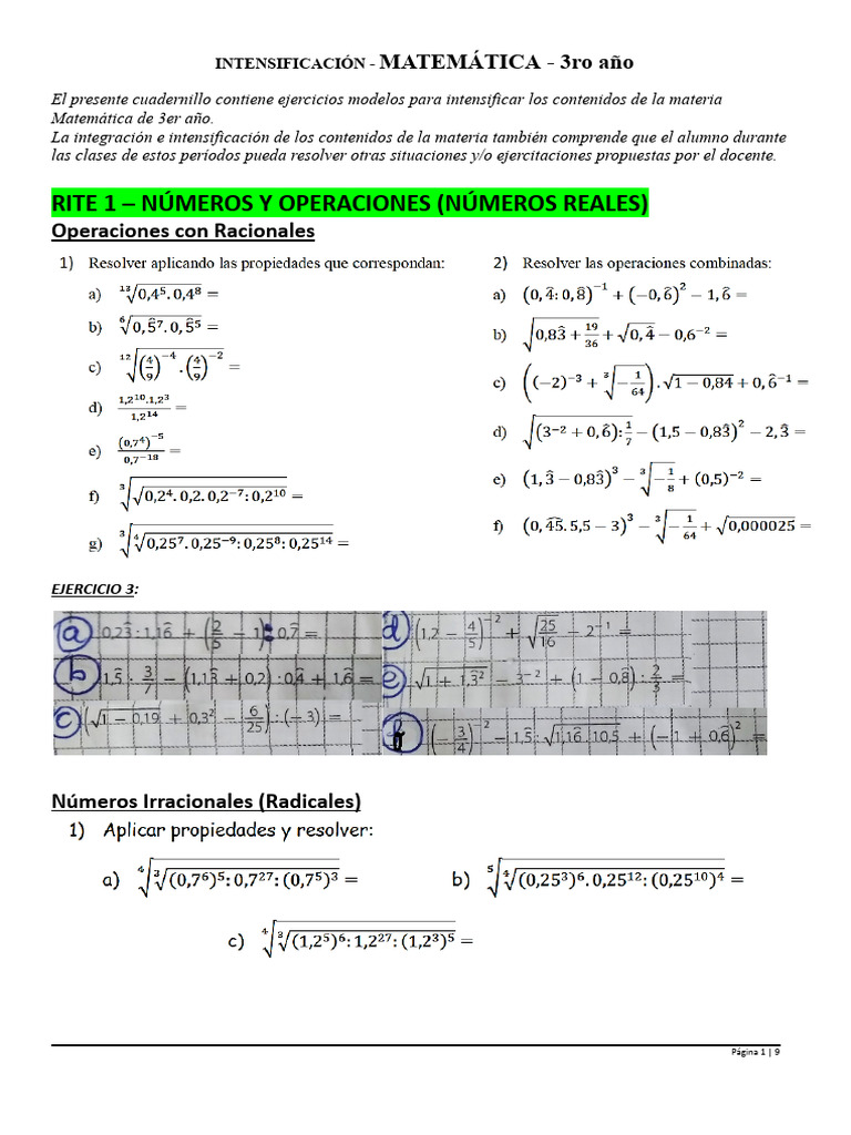 2025-Intensificación Matemática 3ro B-C | PDF