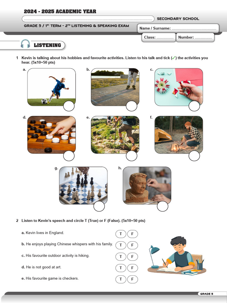 Grade 5 Listening & Speaking Exam Guide | PDF