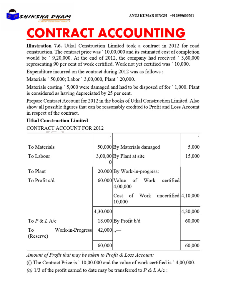 CONTRACT cost accounting | PDF | Expense | Depreciation