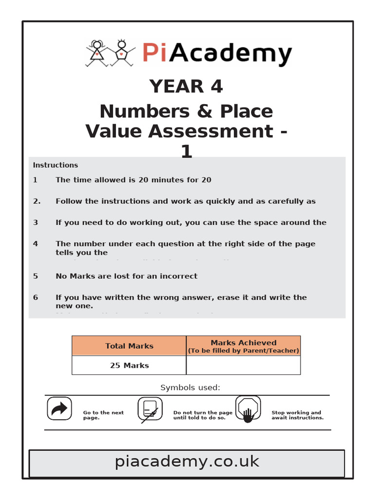 Year 4 Numbers and Place Value Assessment 1 Ubv | PDF | Numbers | Mountains