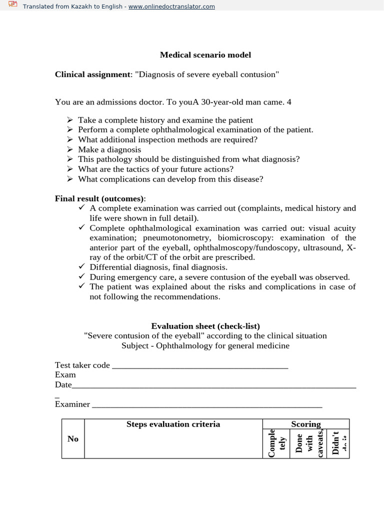 Severe Contusion of The Eyeball Optho | PDF | Physical Examination ...