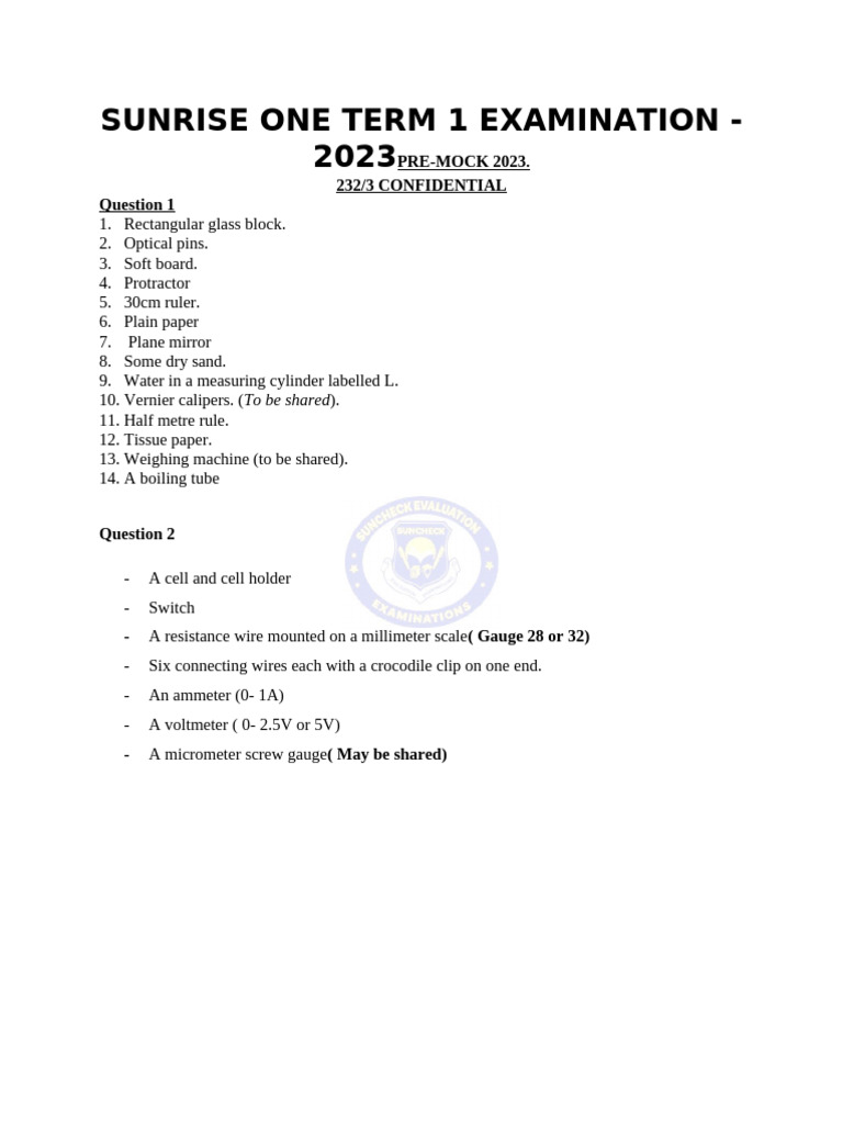232 Physics Pp3 Confidential | PDF