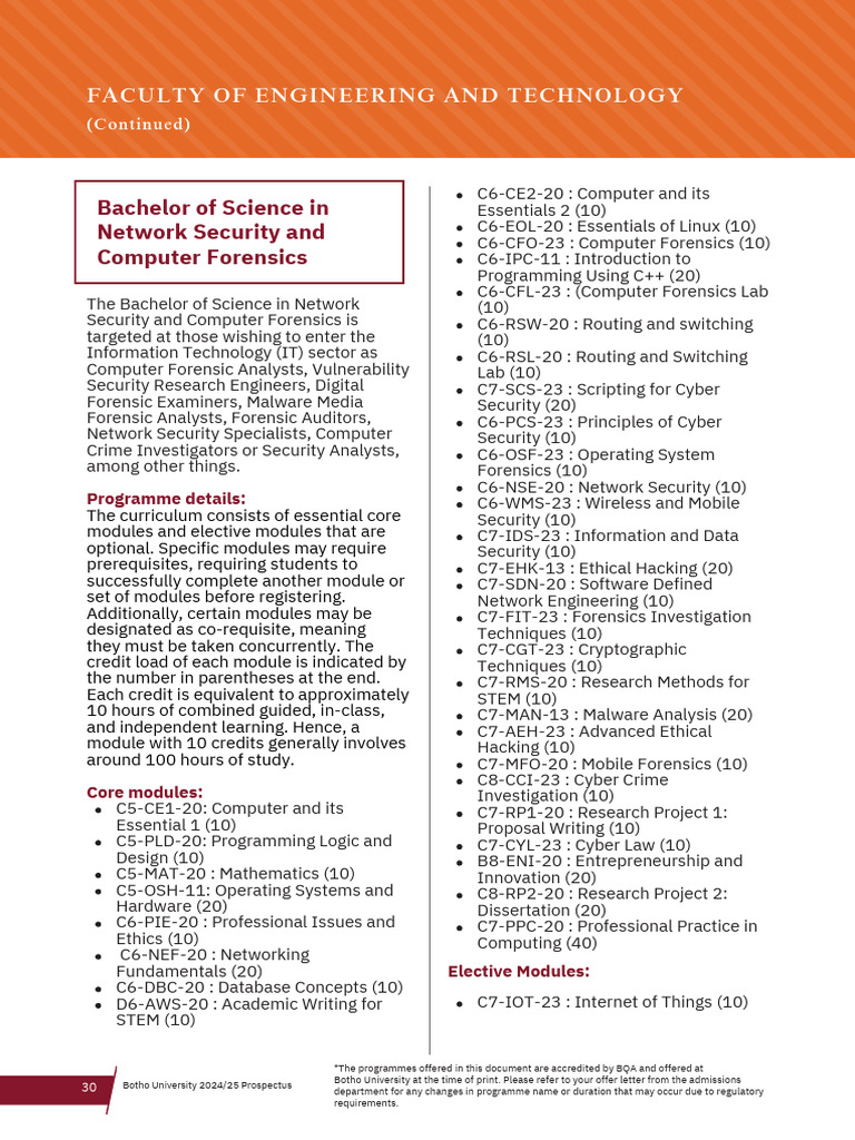 BSC in Network Security and Computer Forensics | PDF | Computer ...