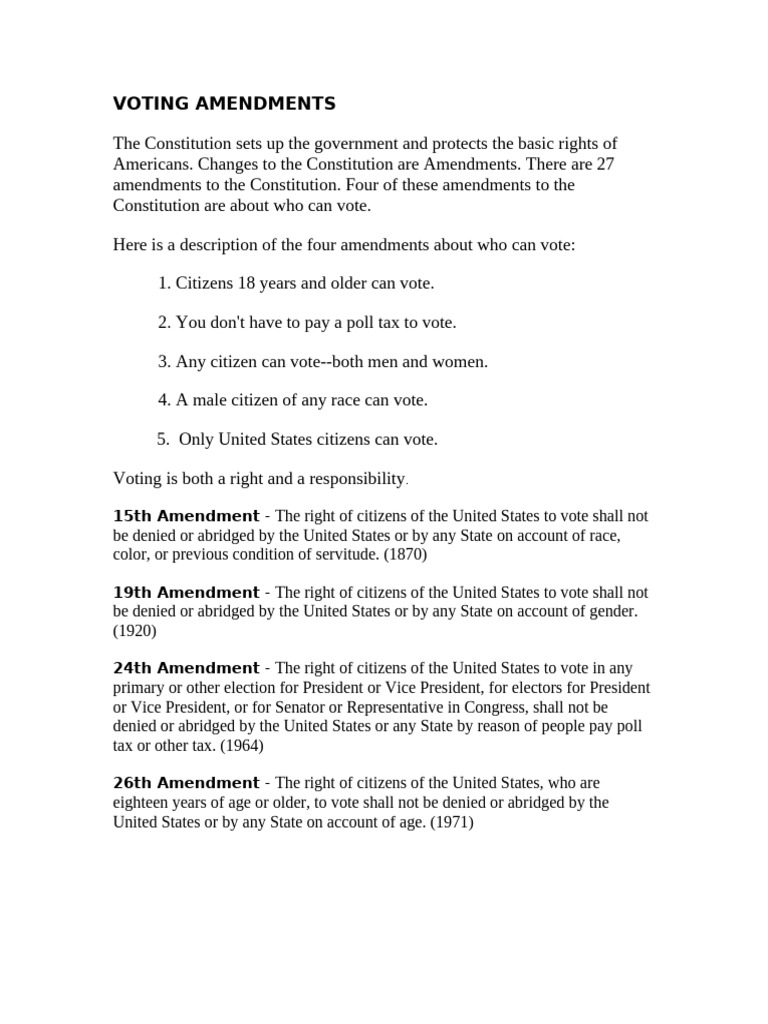 Voting Rights Amendments Overview | PDF