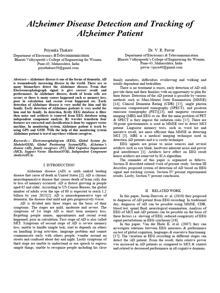 Alzheimer Disease Detection via EEG and Tracking | PDF ...