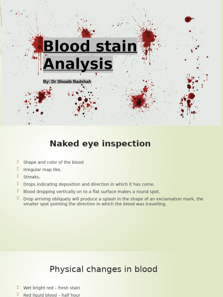 Blood Stain Analysis in Forensics | PDF | Jeffrey R. Mac Donald