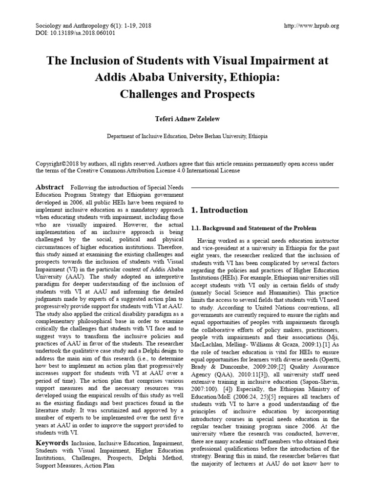 The Inclusion of Students With Visual Impairment A | PDF | Inclusion ...