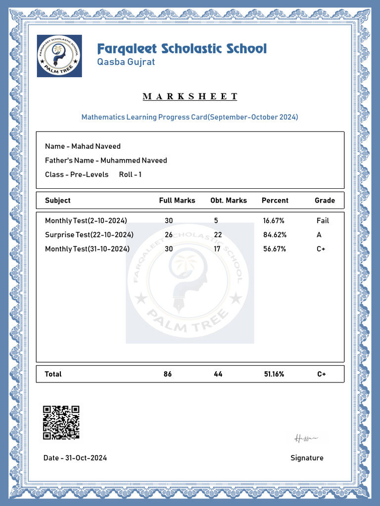 Mahad Naveed's Math Progress Report | PDF