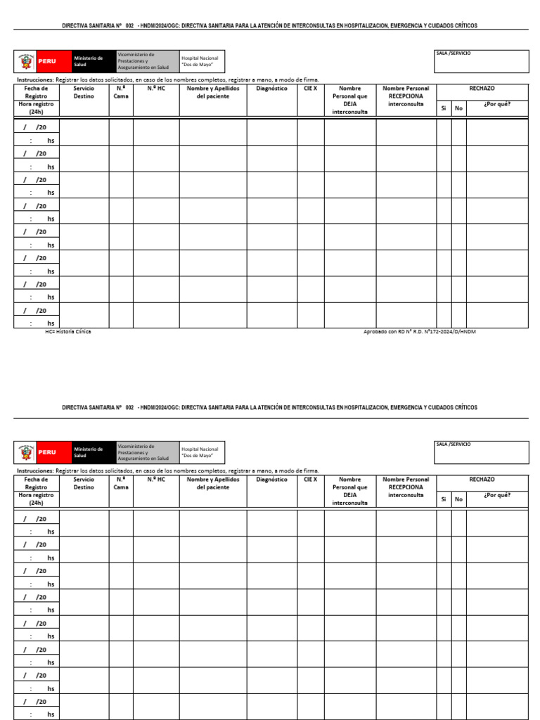 Formato Interno de La Solicitud de Interconsulta | PDF | Hospital ...