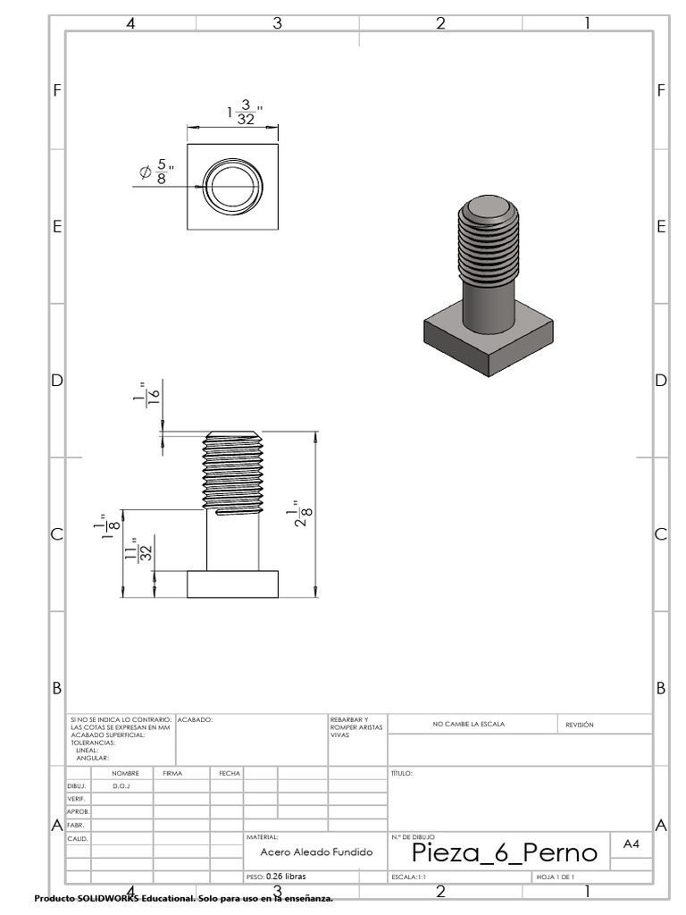 Pieza 6 Perno | PDF | Ingeniería mecánica