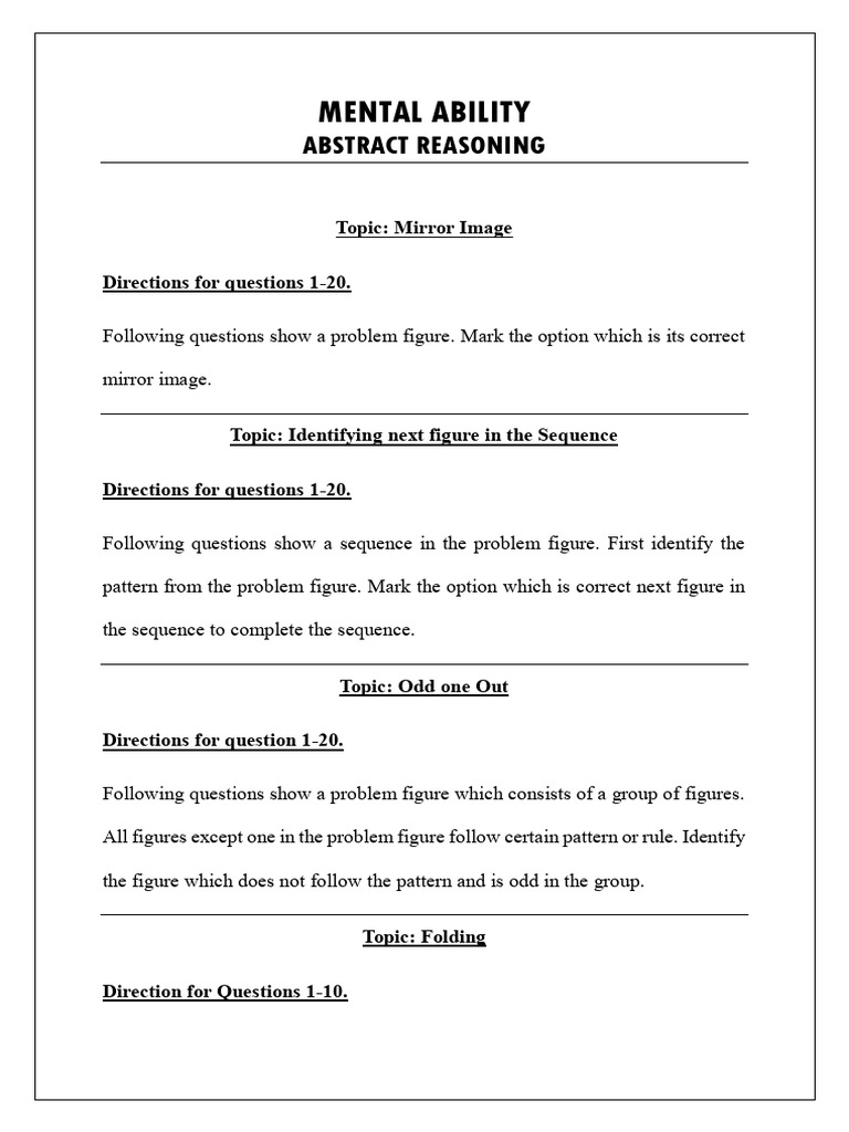 Abstract Reasoning Questions and Answer Key | PDF | Cognitive Science