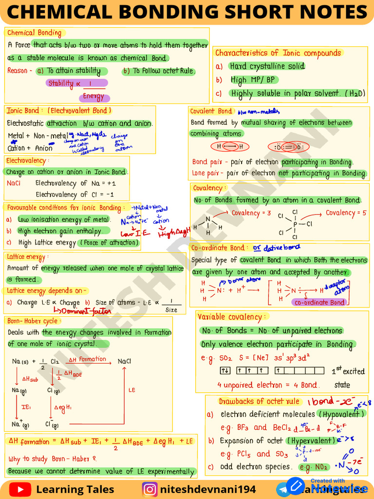 Short Definition of Chemical Bond | PDF | Chemical Bond | Ion