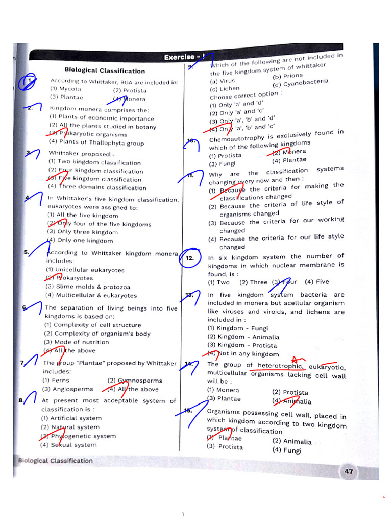 Biological Classification Mcqs | PDF