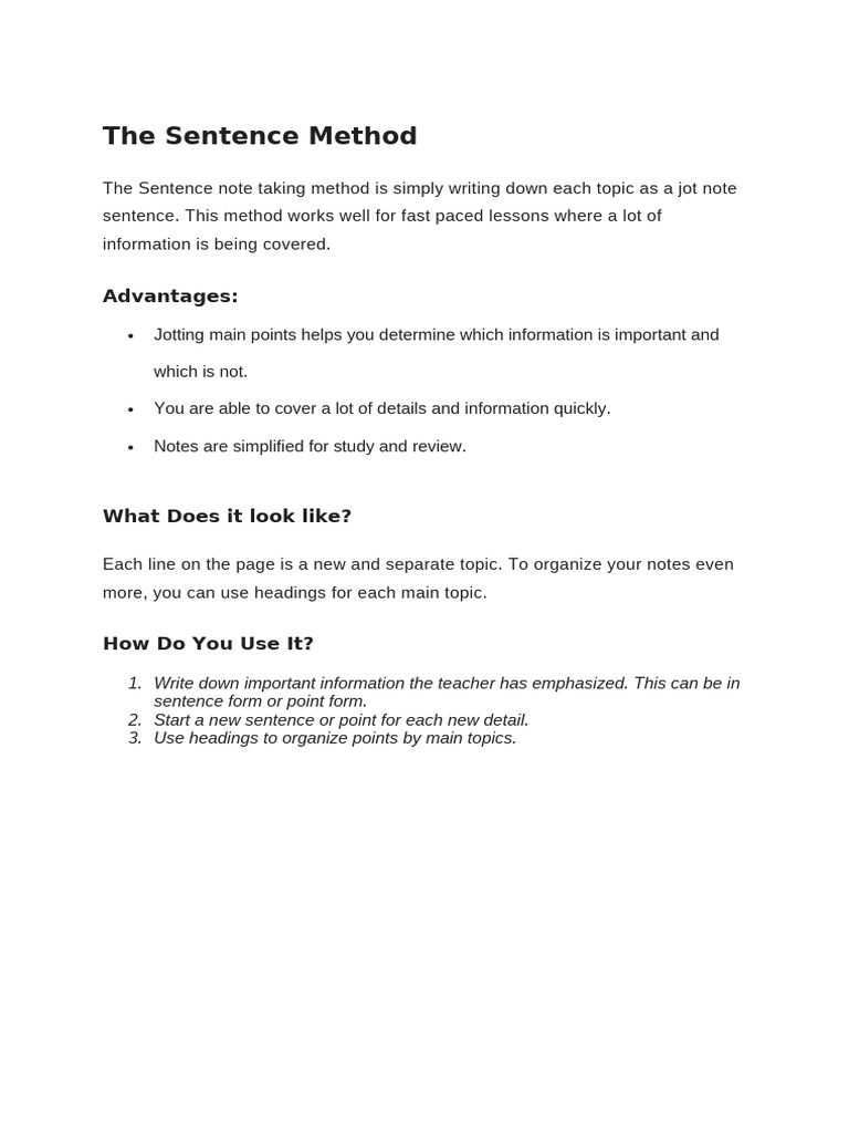 The Sentence Method | PDF