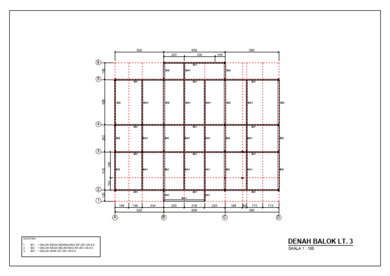 Denah Balok Lt. 3: BI1 BI2 BI2 BA1 | PDF