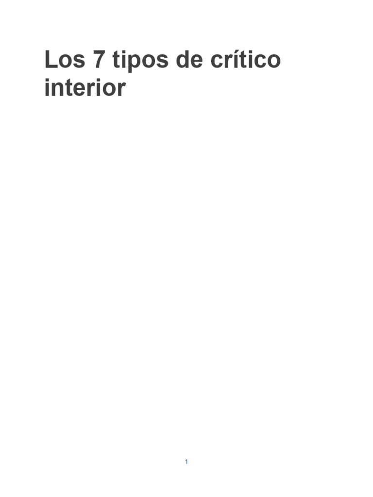 Los 7 tipos de crítico interior | PDF | Autoestima | Psicología Social