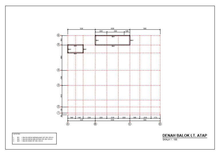 Denah Balok Lt. Atap: BA1 BA1 BA1 | PDF