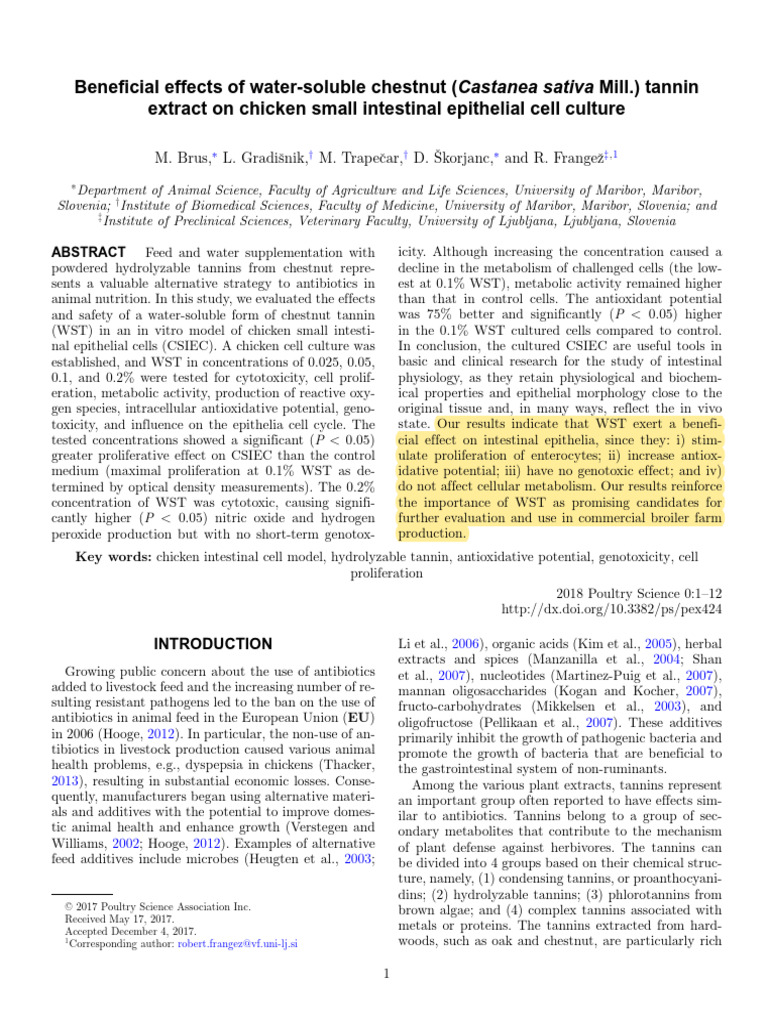 Tannin Effect On Intestine | PDF | Chestnut | Biology