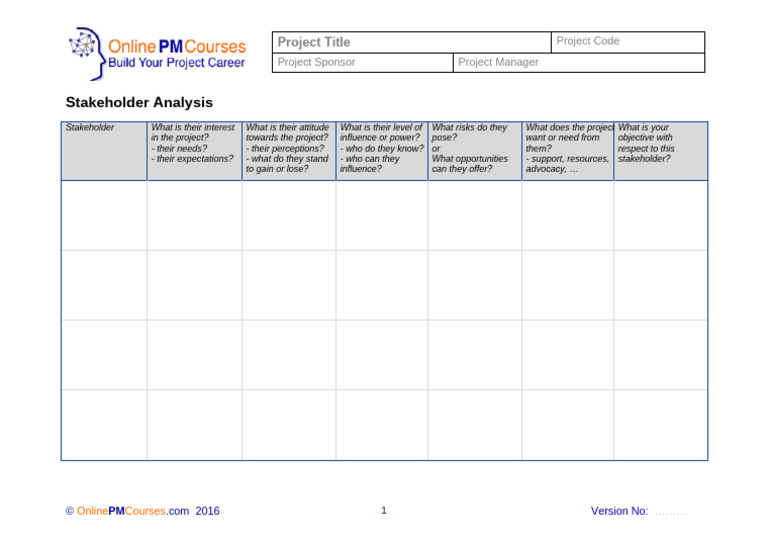 Stakeholder Analysis | PDF