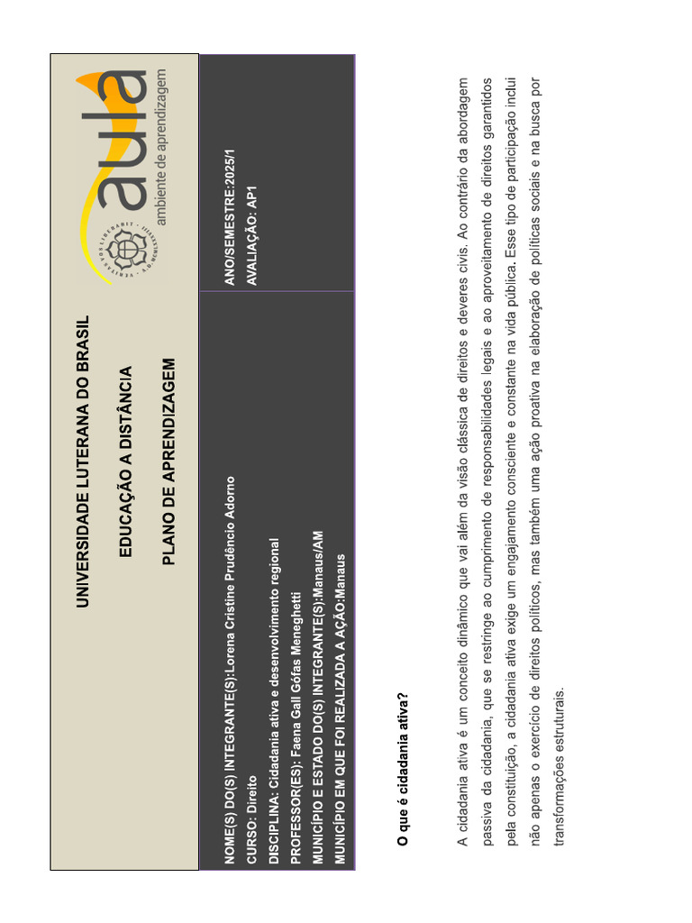 ap1- cidadania ativa-lorena | PDF